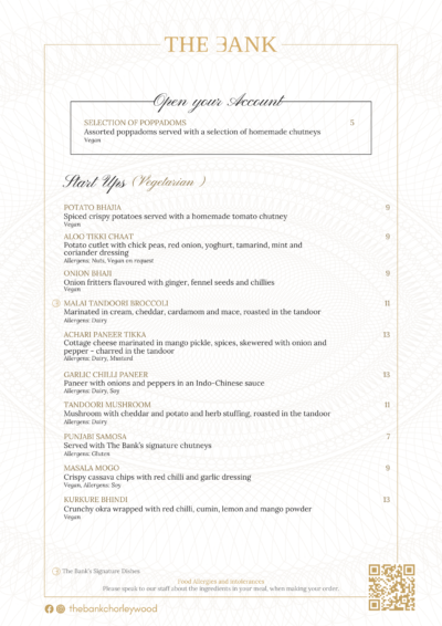The Bank Chorleywood – Takeaway Menus – The BANK